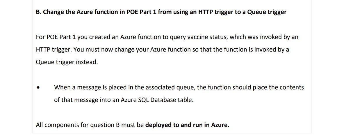 Solved B. Change the Azure function in POE Part 1 from using | Chegg.com