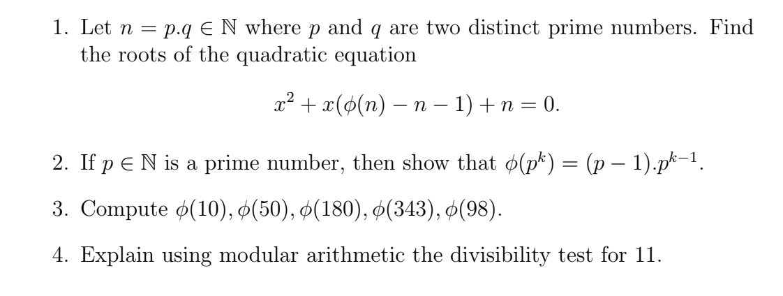 Solved 1. ﻿Let n=p.qinN where p ﻿and q ﻿are two distinct | Chegg.com