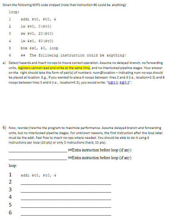 Solved 4 Given the following MIPS code snippet (note that | Chegg.com