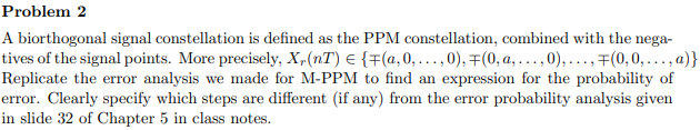Solved Problem 2A biorthogonal signal constellation is | Chegg.com