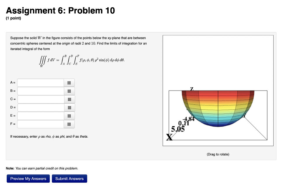 Assignment 6: Problem 10 (1 point) Suppose the solid | Chegg.com