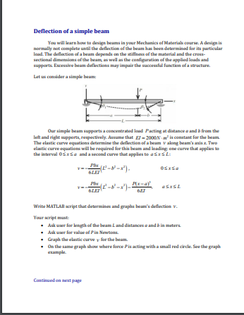 Deflection of a simple beam You will learn how to | Chegg.com
