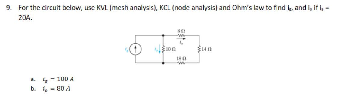 Solved For The Circuit Below Use Kvl Mesh Analysis Kcl 