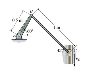 Solved The slider block C is moving at vC = 3.6 m/s | Chegg.com