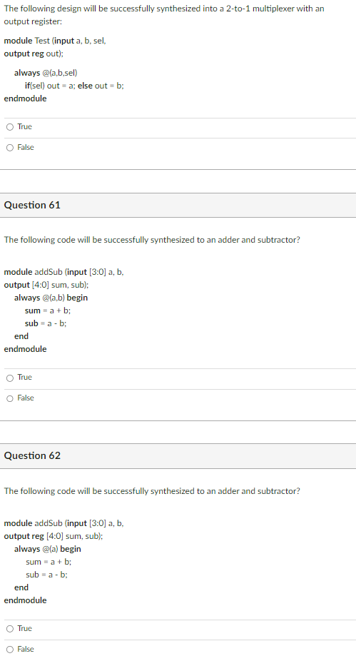 Solved The following design will be successfully synthesized | Chegg.com