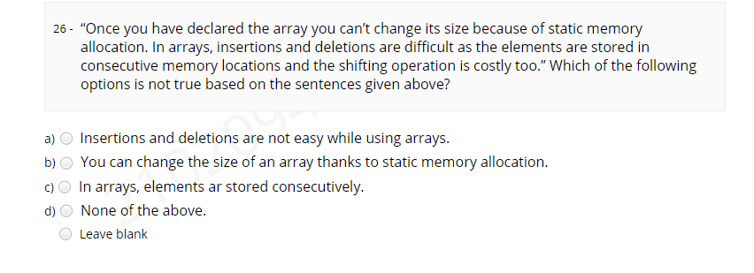 26 - "Once you have declared the array you can't | Chegg.com