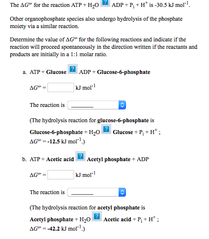 Solved The AG" for the reaction ATP + H20 % ADP + PA+H* is | Chegg.com