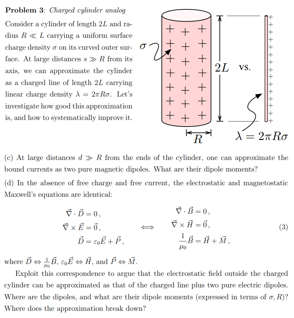 Solved o Problem 3: Charged cylinder analog Consider a | Chegg.com