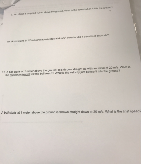 Solved An object is dropped 100 m above the ground. What is | Chegg.com