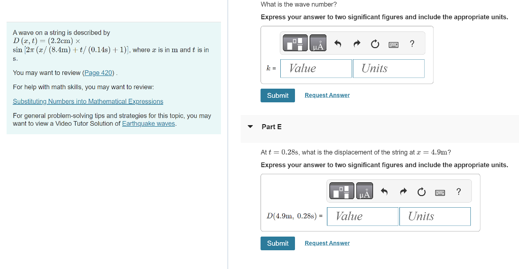 Solved What is the wave number? Express your answer to two | Chegg.com