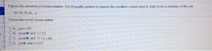 Solved Express the set using set-builder notation. Use | Chegg.com