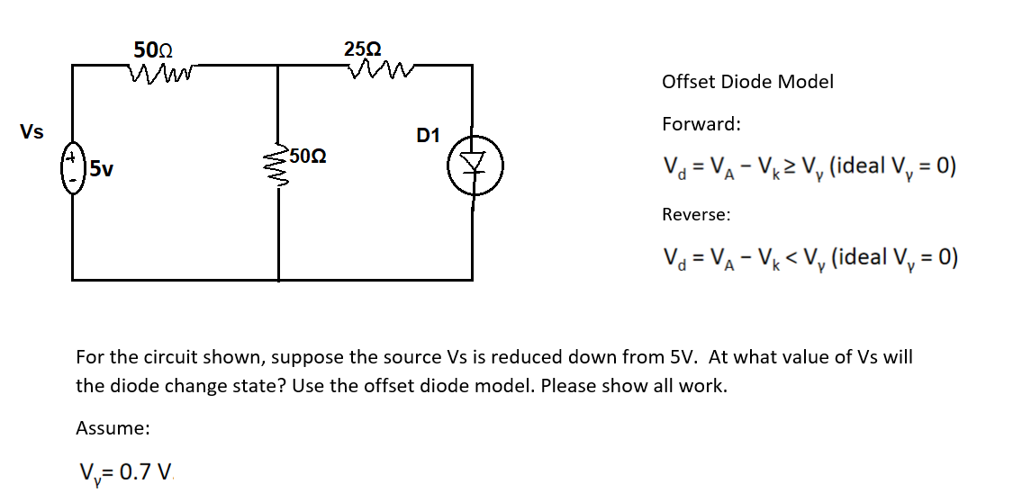 Solved 5022 ww 25.02 ww Offset Diode Model Vs Forward: D1 | Chegg.com
