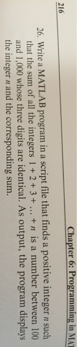 Solved 216 Chapter 6 Programming In Ma 26 Write A Matlab Chegg