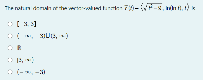 Solved The natural domain of the vector-valued function 7 | Chegg.com