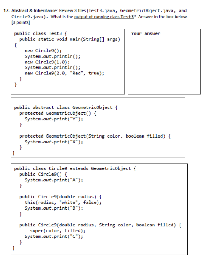 Solved 17. Abstract & Inheritance: Review 3 files | Chegg.com