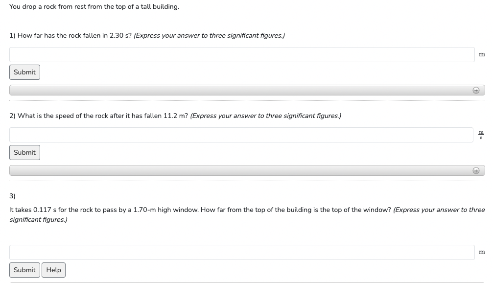 Solved You drop a rock from rest from the top of a tall | Chegg.com