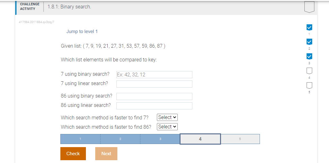 Solved CHALLENGE ACTIVITY 1.8.1: Binary search. | Chegg.com