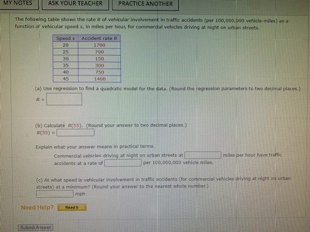 Solved The following table shows the rate R of vehicular | Chegg.com