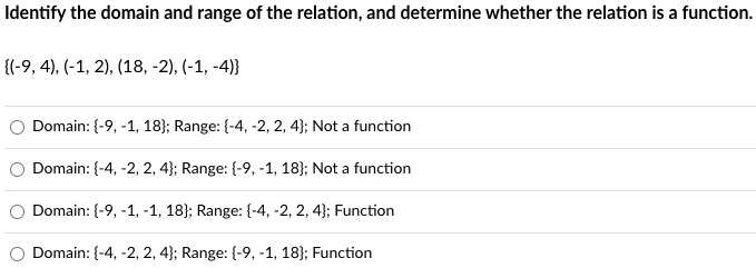 Solved Identify the domain and range of the relation, and | Chegg.com