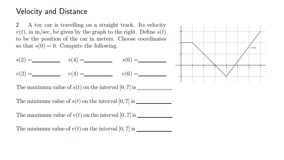Solved Velocity and Distance 2 A toy car is travelling on a | Chegg.com