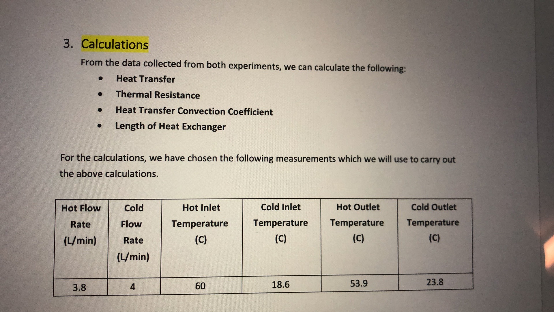 Solved 3. Calculations From the data collected from both | Chegg.com