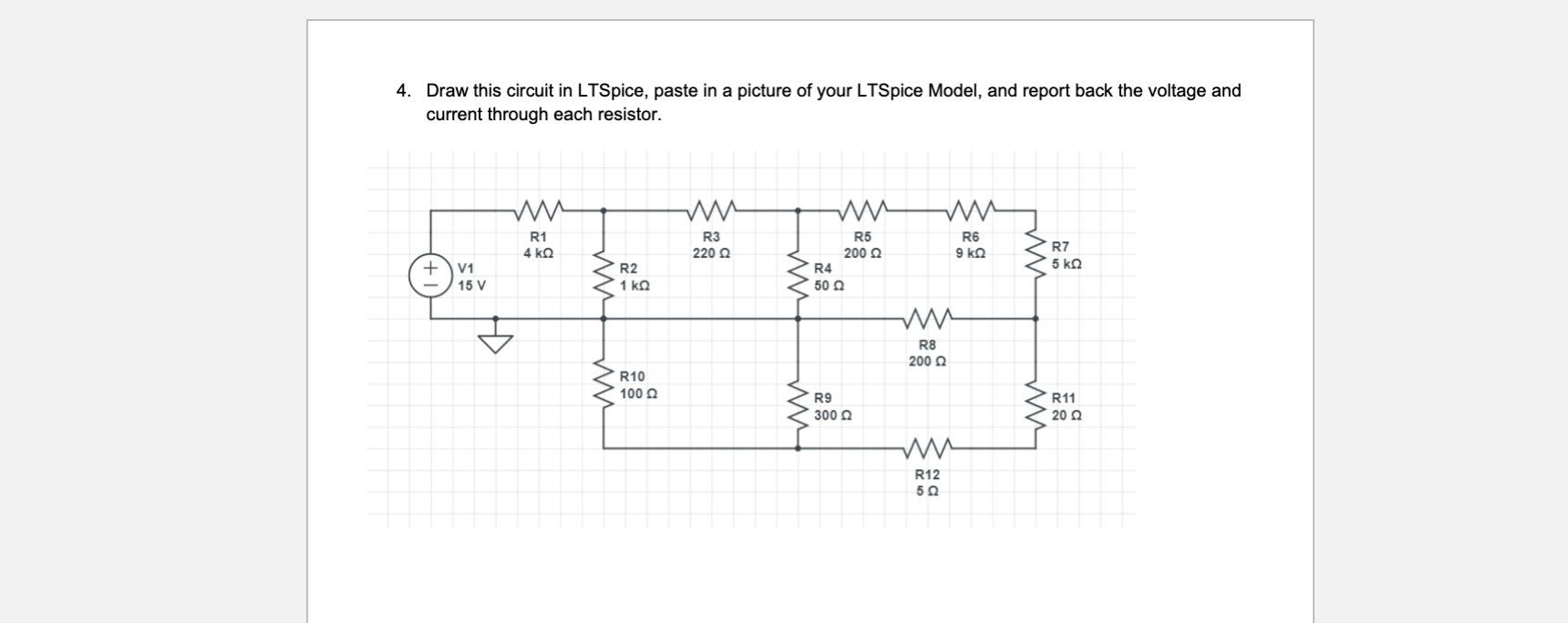 Solved 4. Draw this circuit in LTSpice, paste in a picture | Chegg.com