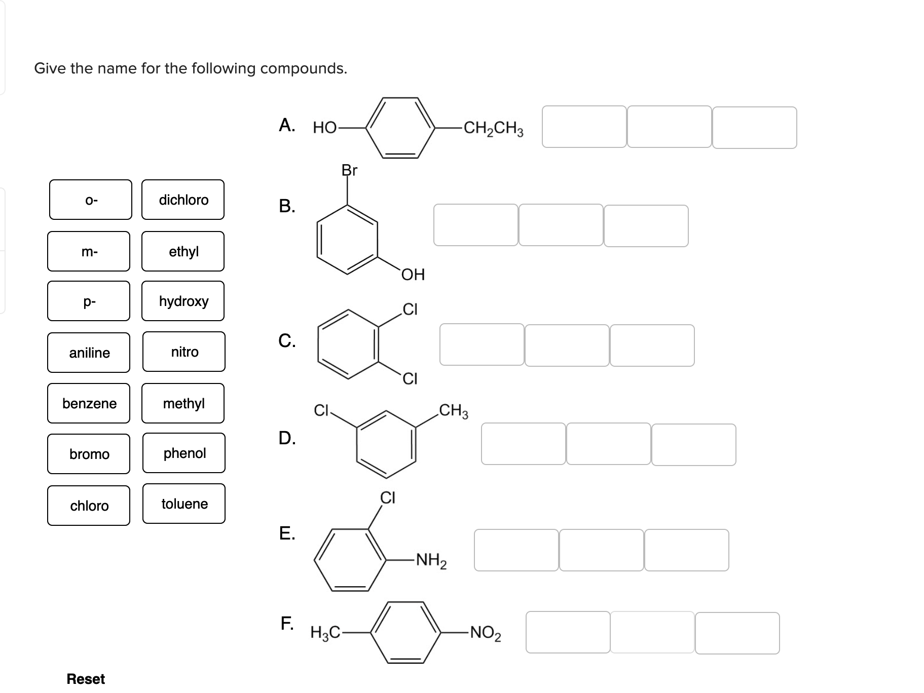 Solved Give the name for the following compounds. | Chegg.com
