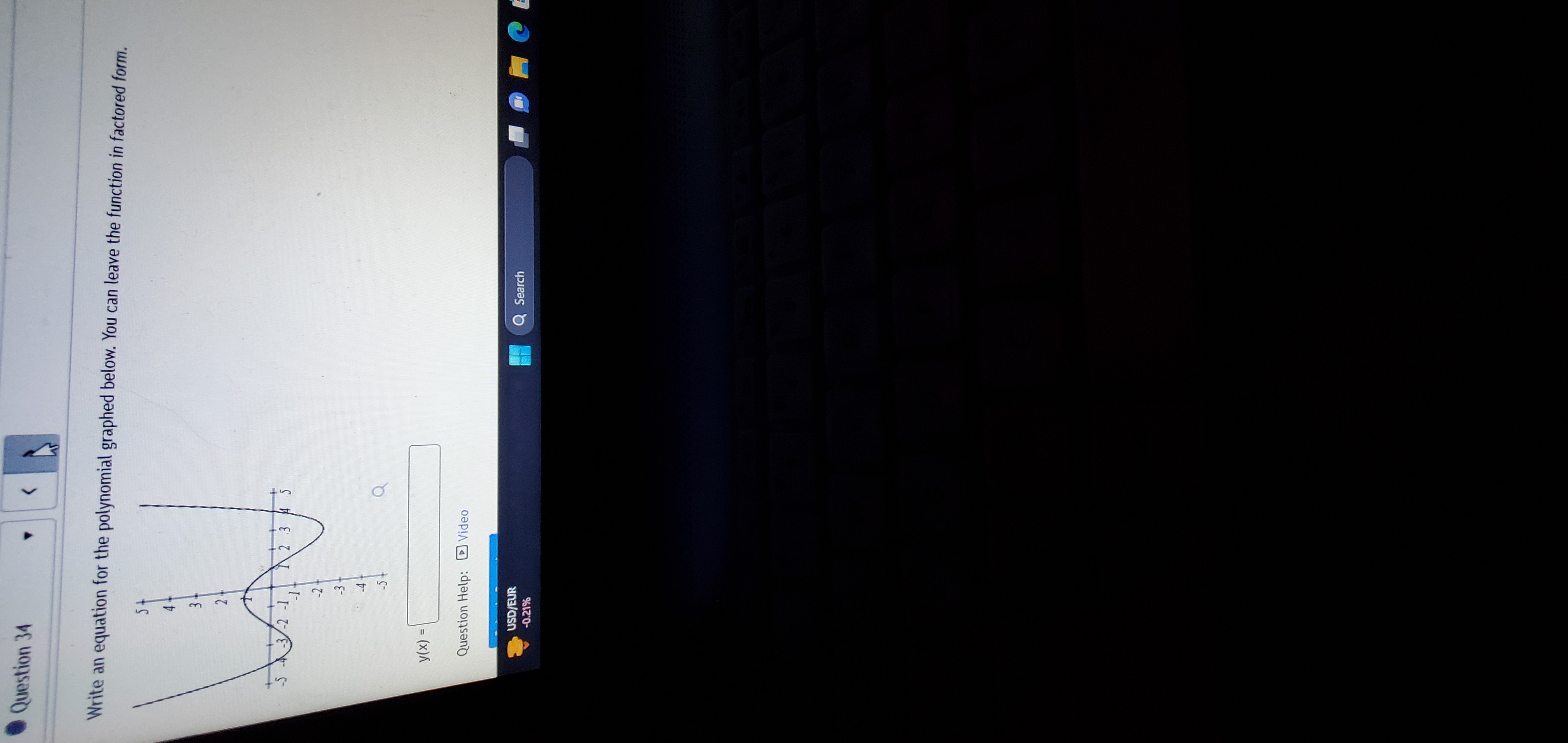 Solved Write an equation for the polynomial graphed below. | Chegg.com