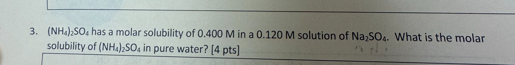 Solved (NH4)2SO4 ﻿has a molar solubility of 0.400M ﻿in a | Chegg.com