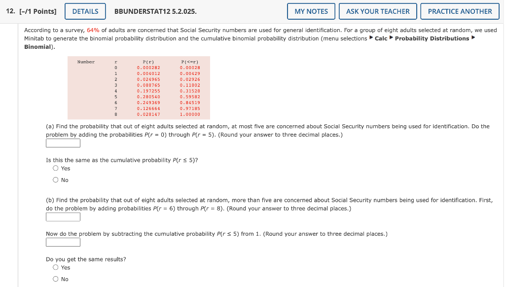 Solved 7. (-/1 Points] DETAILS BBUNDERSTAT12 5.2.016.MI.S. | Chegg.com