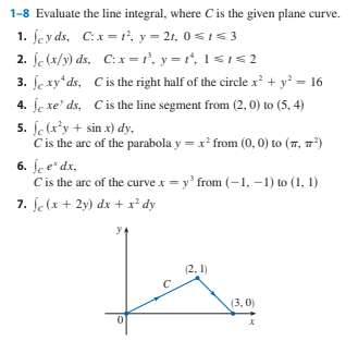 Solved 1-8 Evaluate the line integral, where C is the given | Chegg.com