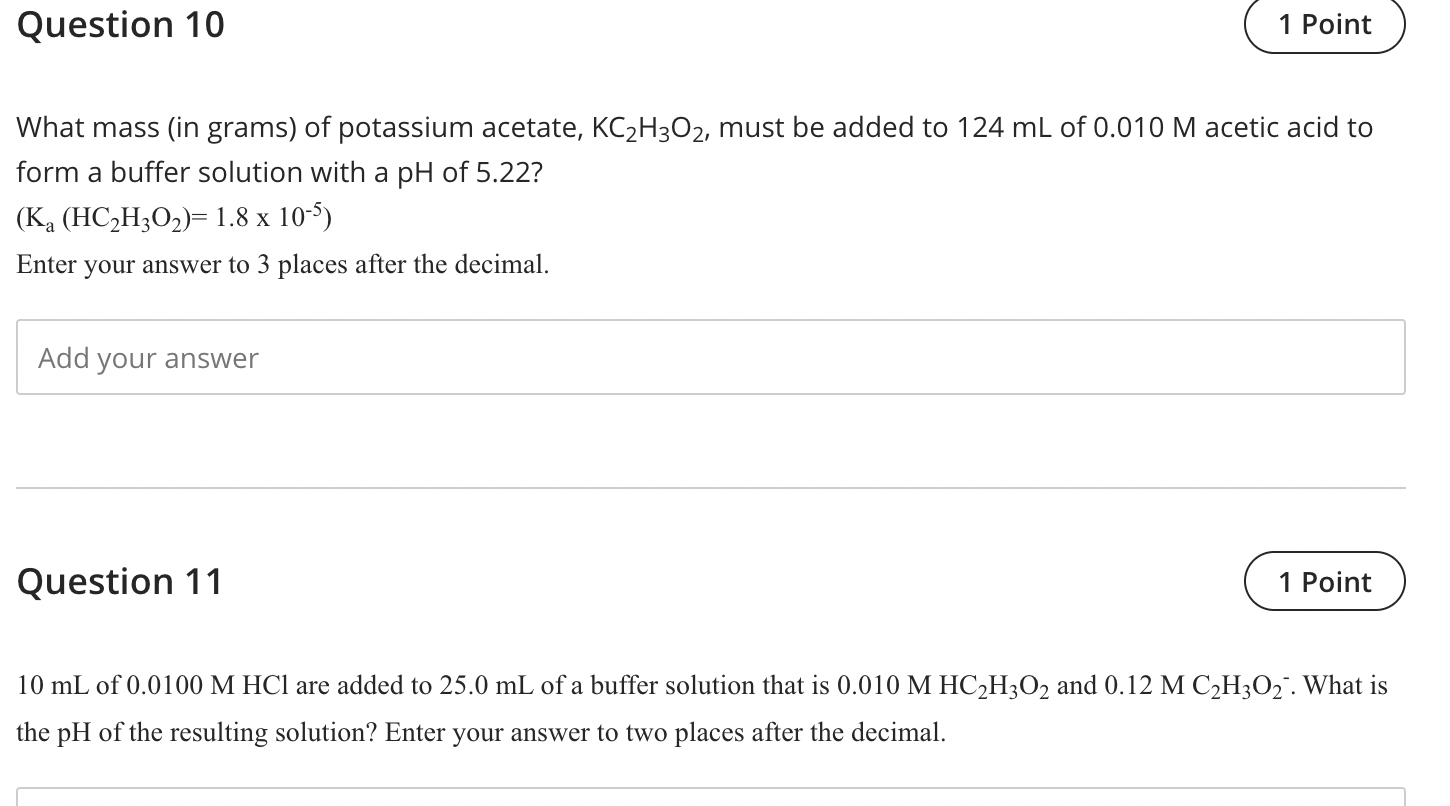 What mass (in grams) of potassium acetate, KC2H3O2, | Chegg.com