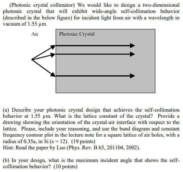 (Photonic crystal collimator) We would like to design | Chegg.com