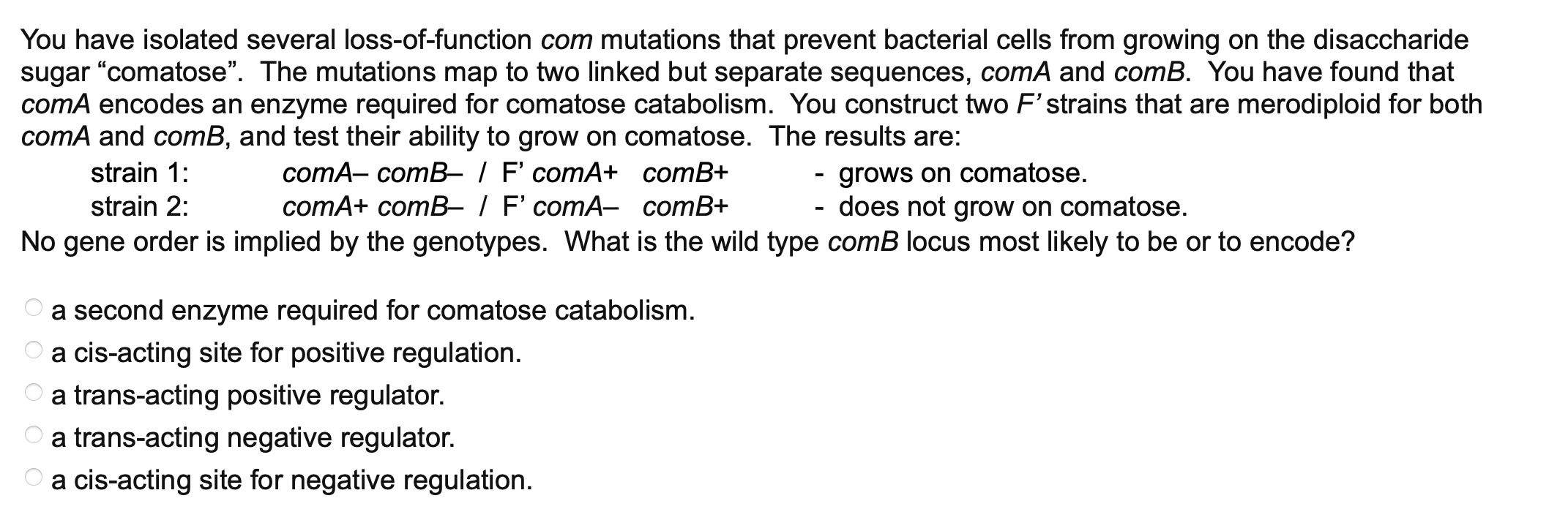Solved You have isolated several loss-of-function com | Chegg.com
