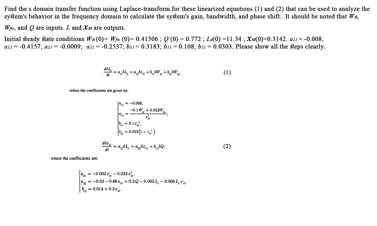 Solved Find the s domain transfer function using | Chegg.com