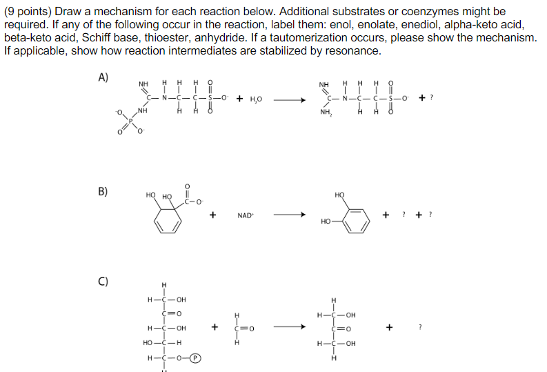 (9 points) Draw a mechanism for each reaction below. | Chegg.com