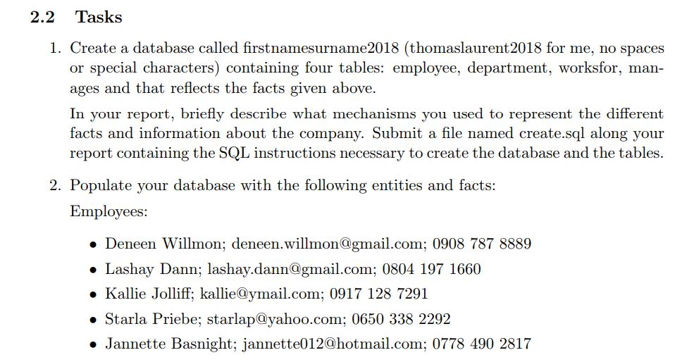 Solved 2 Exercise 2: SQL 2.1 Problem description In this | Chegg.com