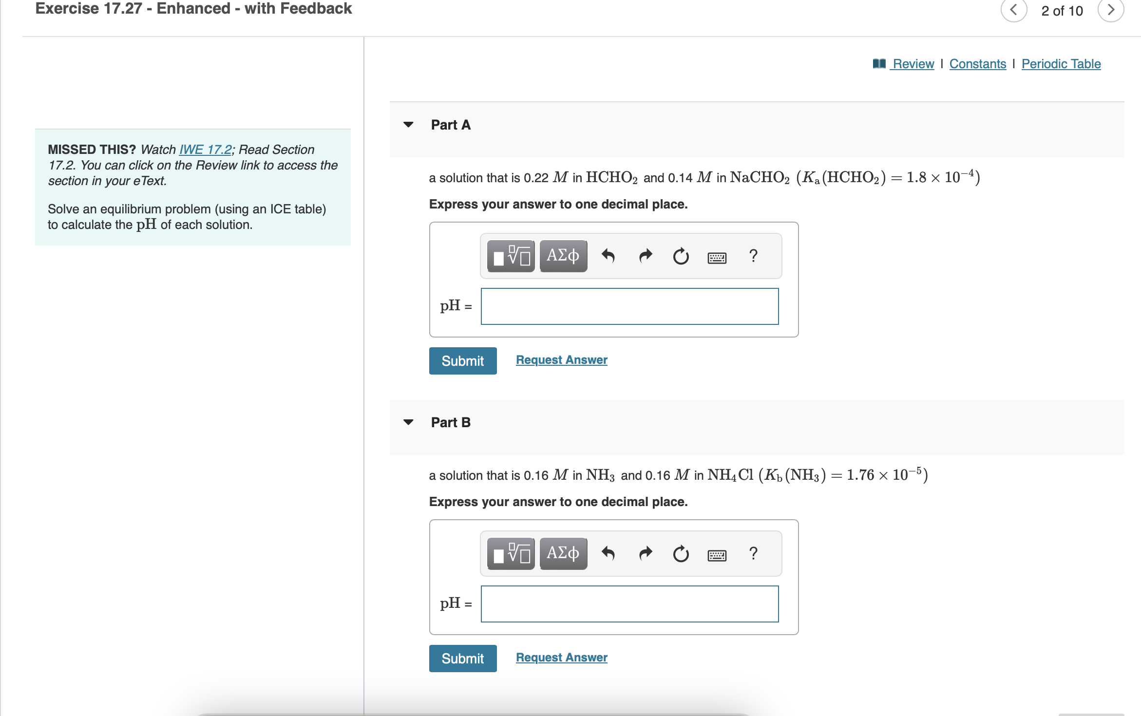 Solved Exercise 17.27 - Enhanced - with Feedback MISSED | Chegg.com