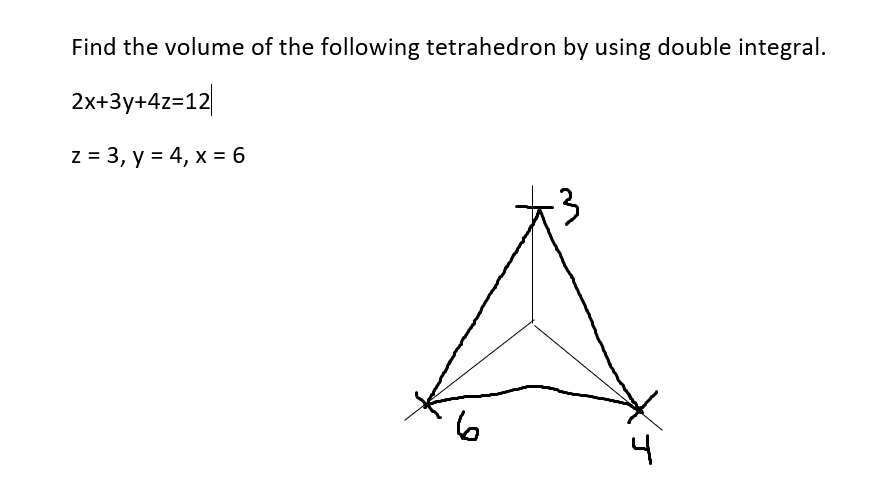 Solved Find the volume of the following tetrahedron by using | Chegg.com