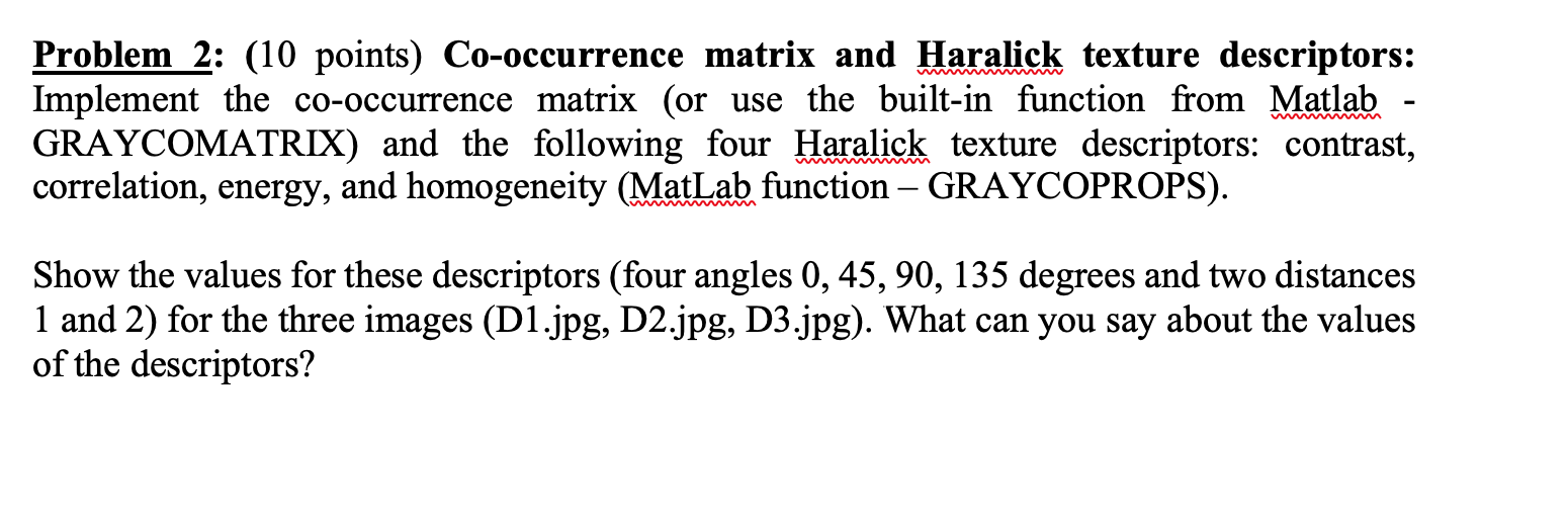 Problem 2: (10 points) Co-occurrence matrix and | Chegg.com