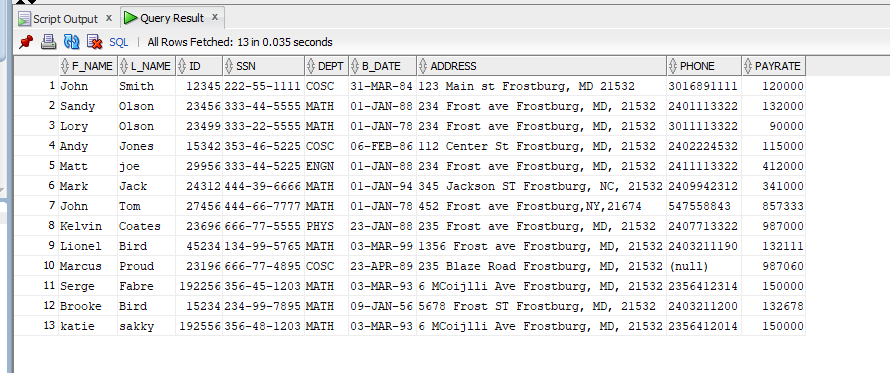 Solved a) Display the department, name (first and | Chegg.com