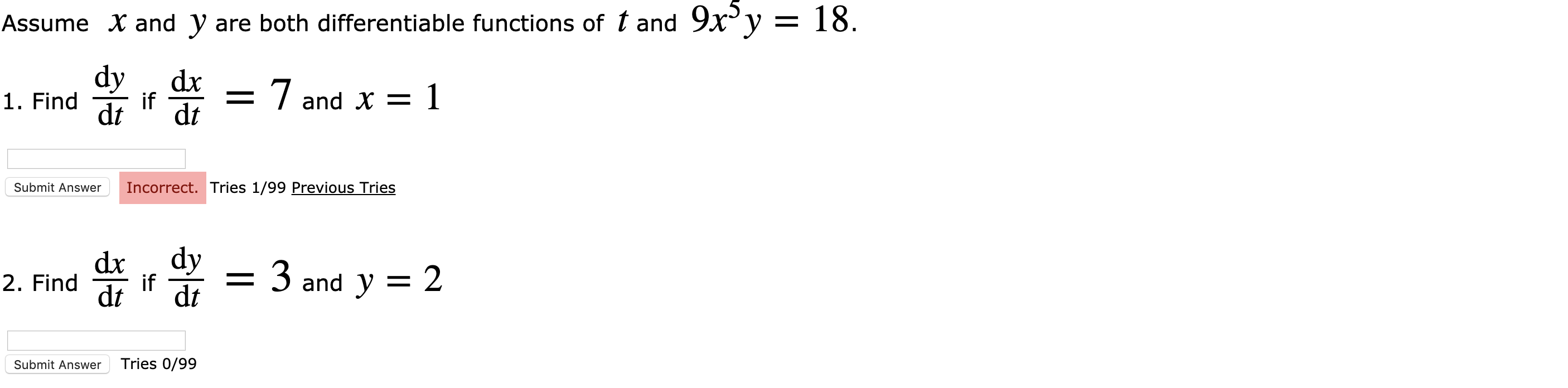 Solved = Assume X and y are both differentiable functions of | Chegg.com