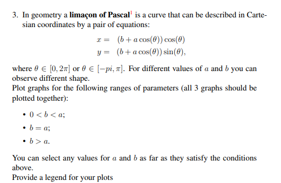 Solved 3. In geometry a limaçon of Pascal is a curve that | Chegg.com