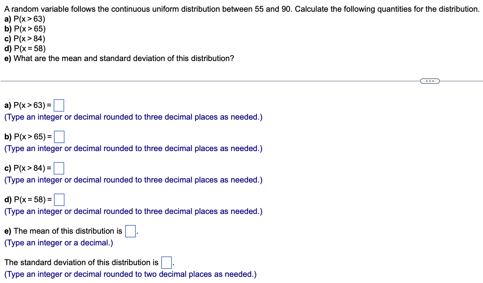 Solved A random variable follows the continuous uniform | Chegg.com