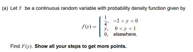 Solved (a) Let Y be a continuous random variable with | Chegg.com