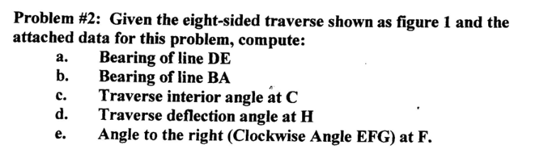 Solved Problem \#2: Given the eight-sided traverse shown as | Chegg.com