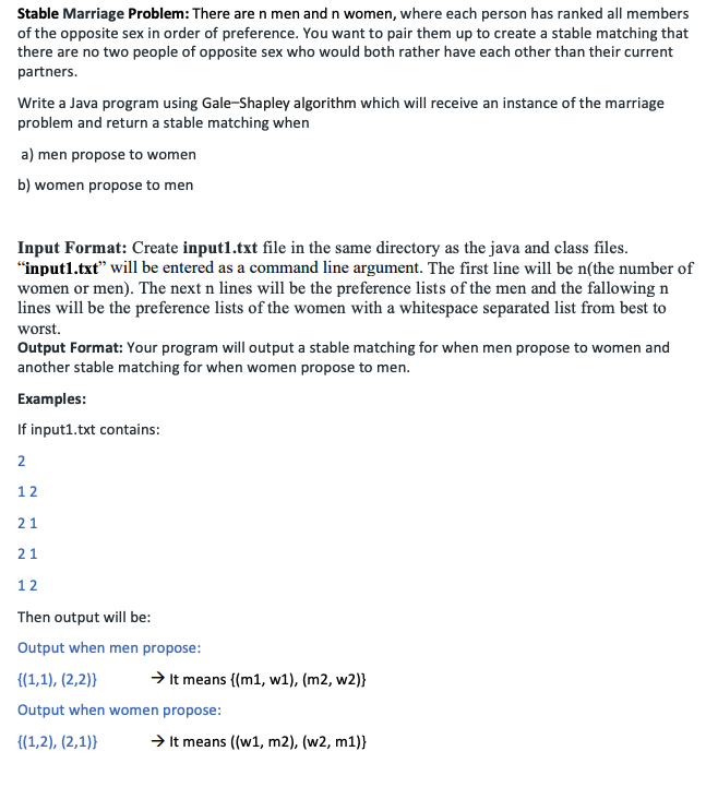 Solved Stable Marriage Problem: There are n men and n women, | Chegg.com
