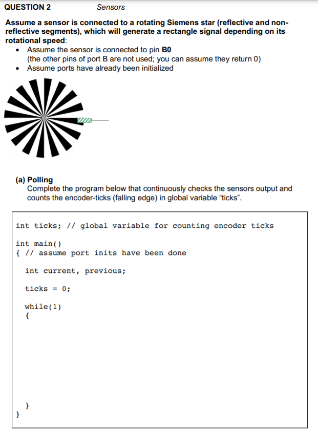 QUESTION 2 Sensors Assume a sensor is connected to a | Chegg.com