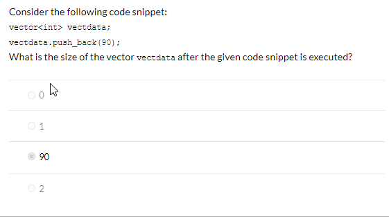 Solved Consider the following code snippet: vector vectdata; | Chegg.com