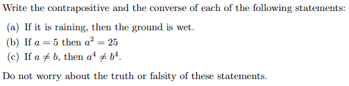Solved Write the contrapositive and the converse of each of | Chegg.com